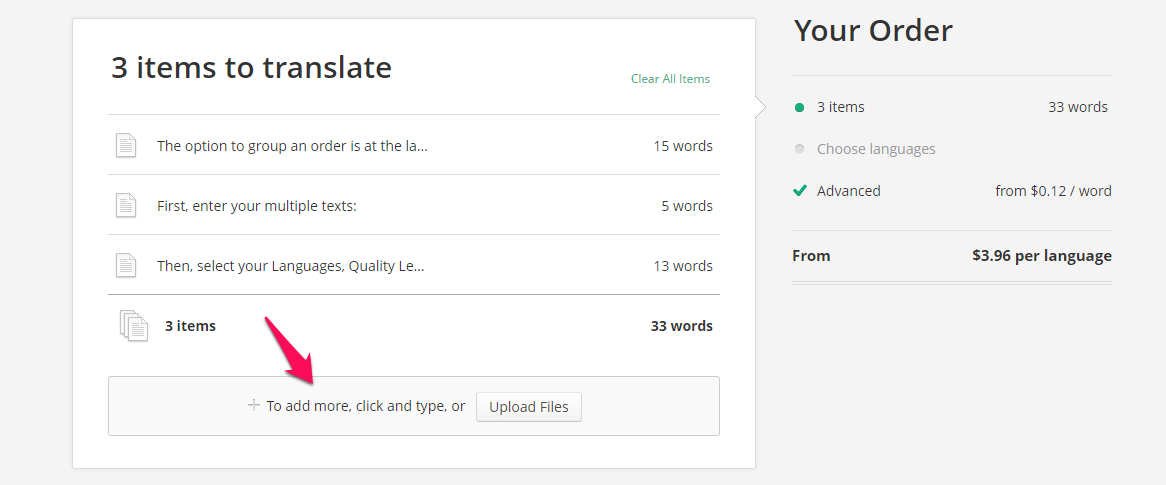 Ordering multiple translations at once – Support