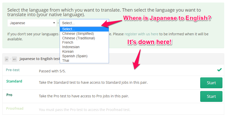 I can't find the test for my language pair – Support
